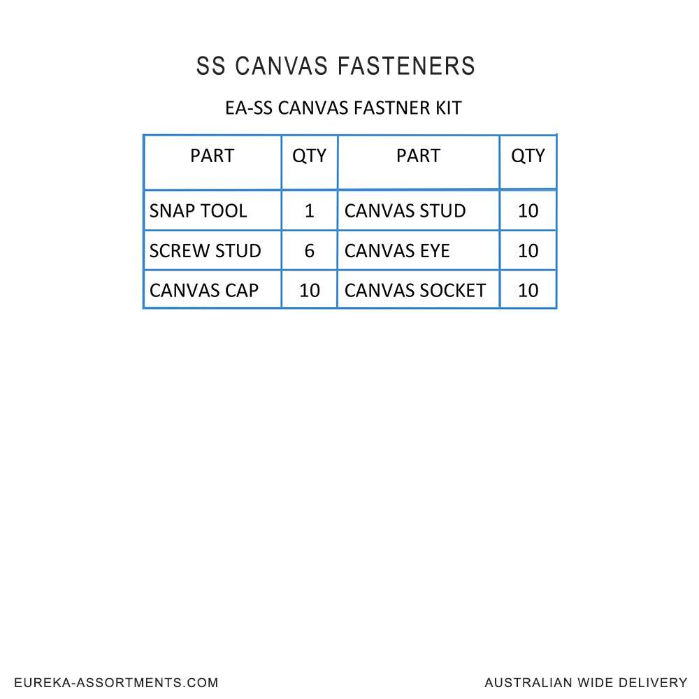 Eureka Assortment SS Canvas Fasteners 47 pc