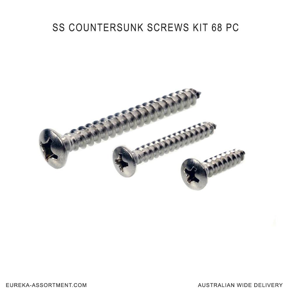 Eureka Assortment SS Countersunk Screws Kit 68 pc