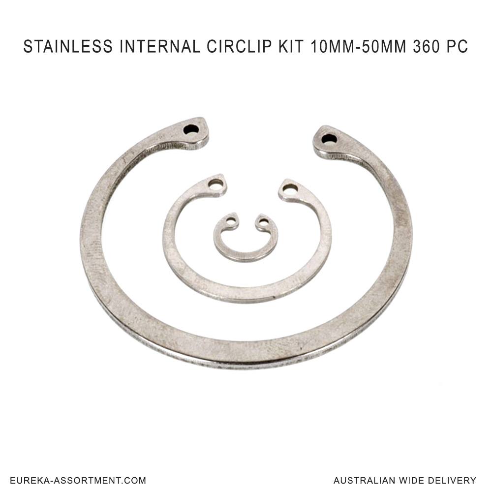 Eureka Assortment Stainless Internal Circlip Kit 10mm-50mm 360 pc