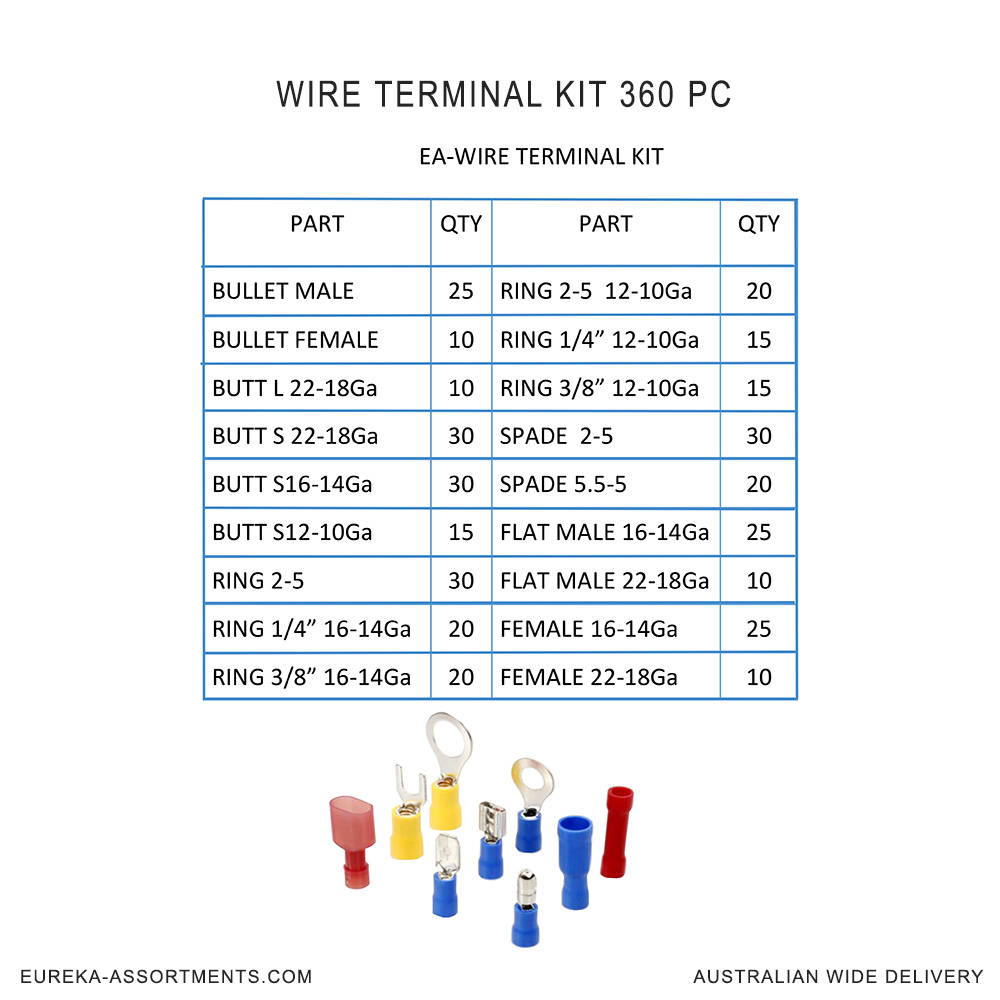 Eureka Assortment Wire Terminals Kit 360 pc