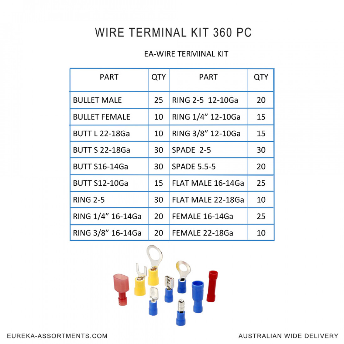 Eureka Assortment Wire Terminals Kit 360 pc